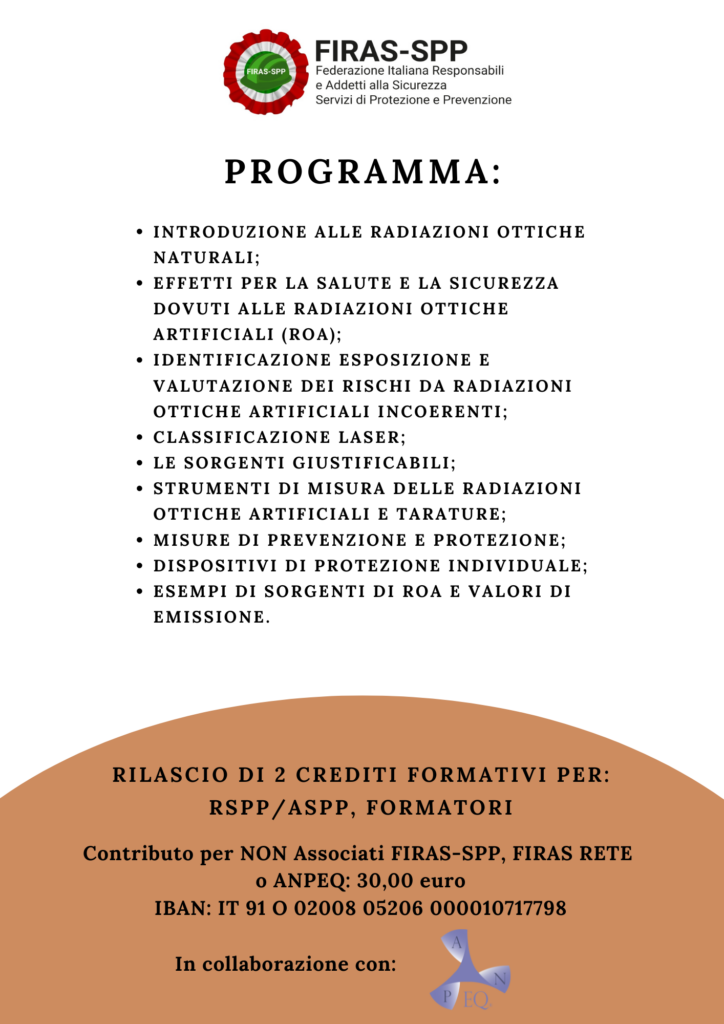 13.06.2024_ Webinar: "Radiazioni ottiche: Strategie di prevenzione e misure di protezione" - FIRAS