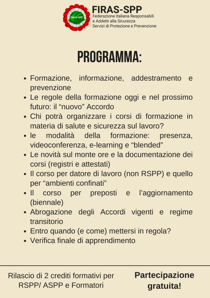 30.07.2024_ Webinar: "Tutte le novità del nuovo Accordo Stato-Regioni, la formazione alla salute ...