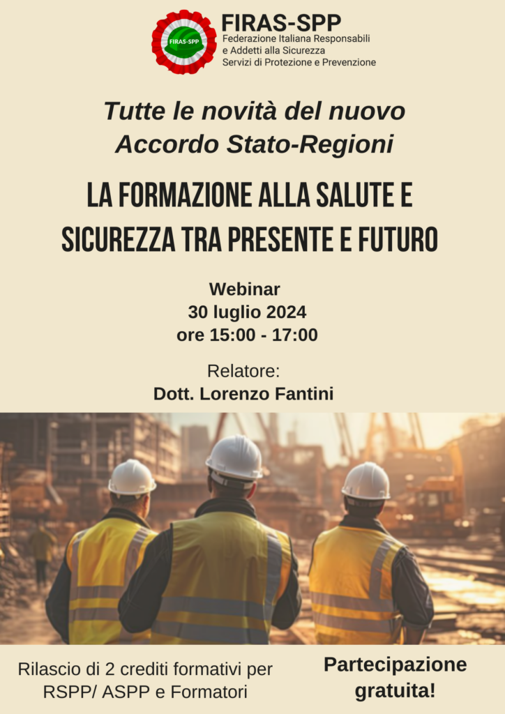 30.07.2024_ Webinar: "Tutte le novità del nuovo Accordo Stato-Regioni, la formazione alla salute ...