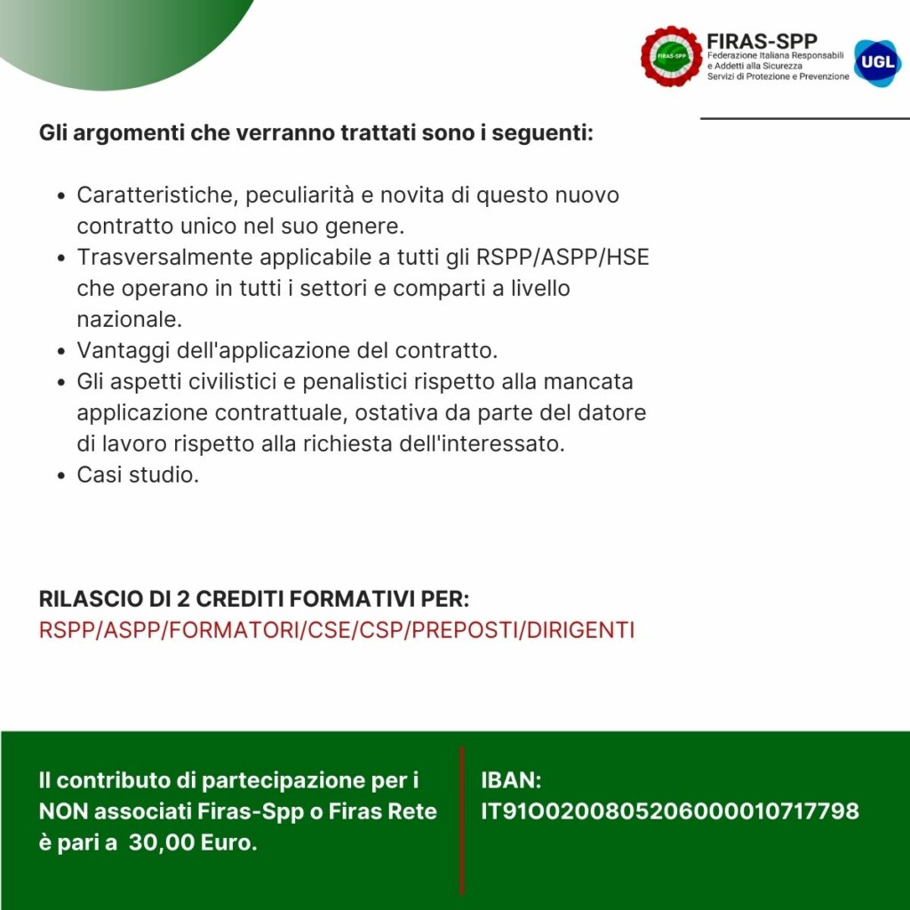 13.11.2024_ Webinar: " CCNL per i dipendenti responsabili o addetti alla sicurezza del servizio ...